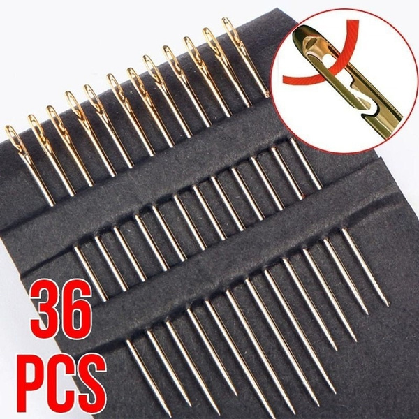 36 Pcs Self Threading Sewing Needle Set Assorted Sizes Stainless Steel