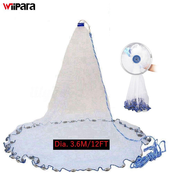 WIIPARA Heavy Duty Fishing Nets Monofilament Mesh Wire Net Dia. 3.6M ...