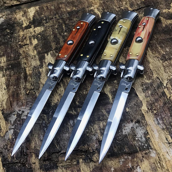 AKC 9 Inch AUTO Italian Milano Stiletto Automatic Knives Outdoor ...