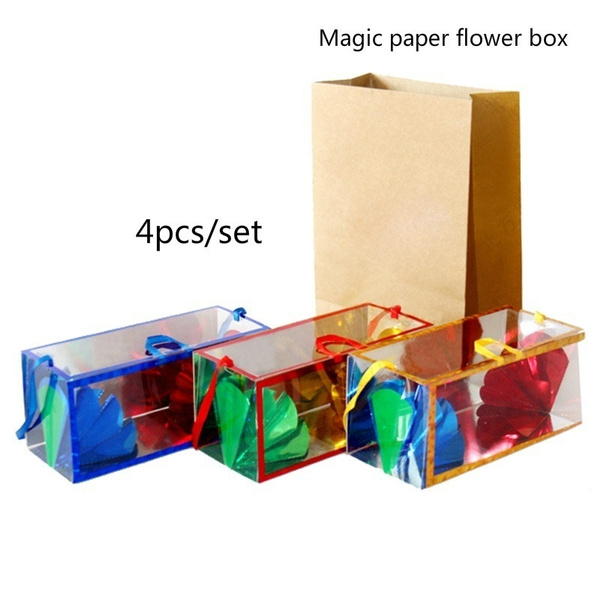 Magician Magic Paper Flower Boxes Magic Change Bag Kids Magic Trick ...