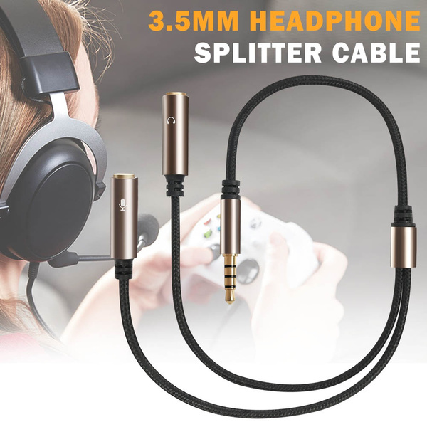 Headphone Splitter, Pack of 2, Mic and Audio Y Splitter Cable, 3.5mm ...