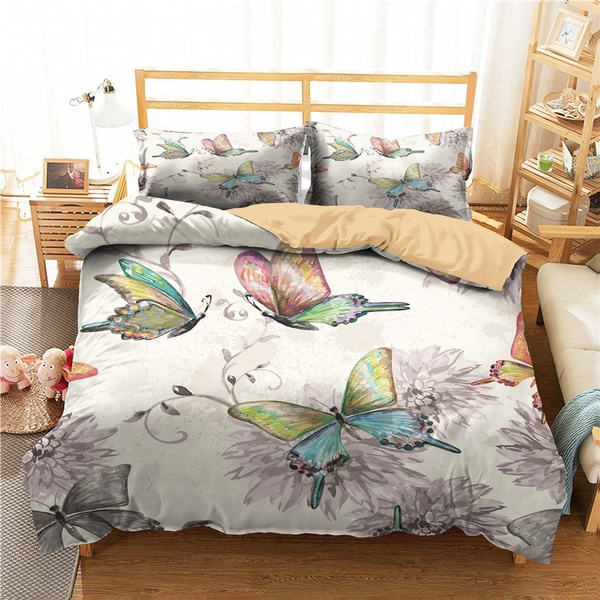 Pink Blue Purple Butterfly Pattern Bedding Set Butterfly Duvet Cover ... Pink Blue Purple Butterfly Pattern Bedding Set Butterfly Duvet Cover ...