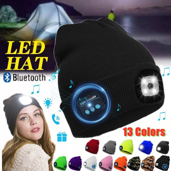 Outdoor LED Hat Unisex Autumn Winter Beanie Wireless Bluetooth ...