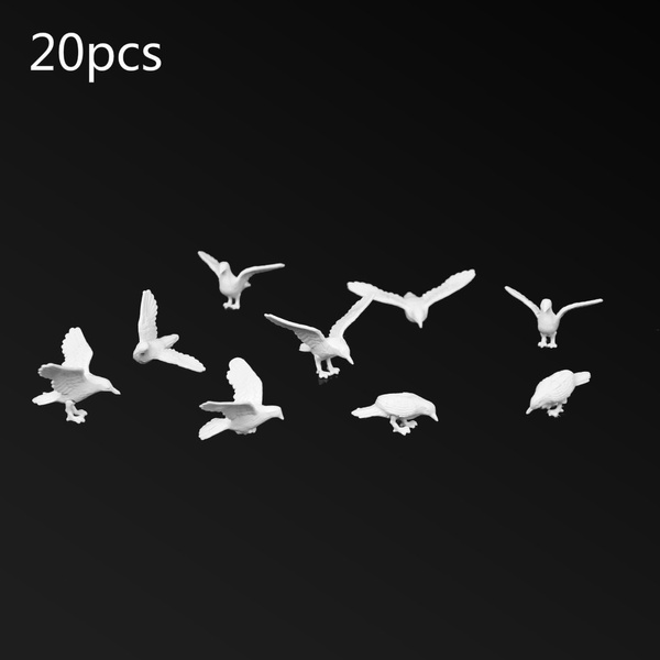 20Pcs Model White Mixed Pigeons Toys Miniature Bird Dove Species Layout ...