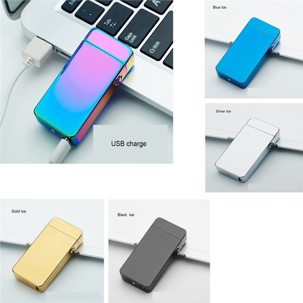 USB Rechargeable Flameless Electronic Dual Pulse Arc Cigarette Lighter ...