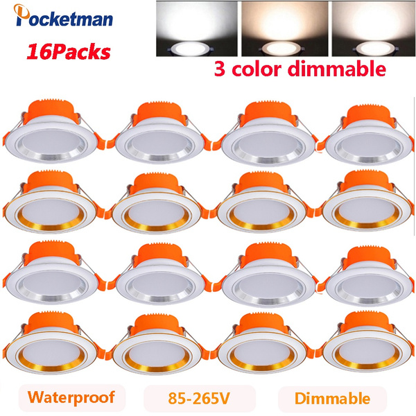 10/16 PACKS 85-265V 3-Color Dimmable LED Downlight 2.5 inches Thin ...