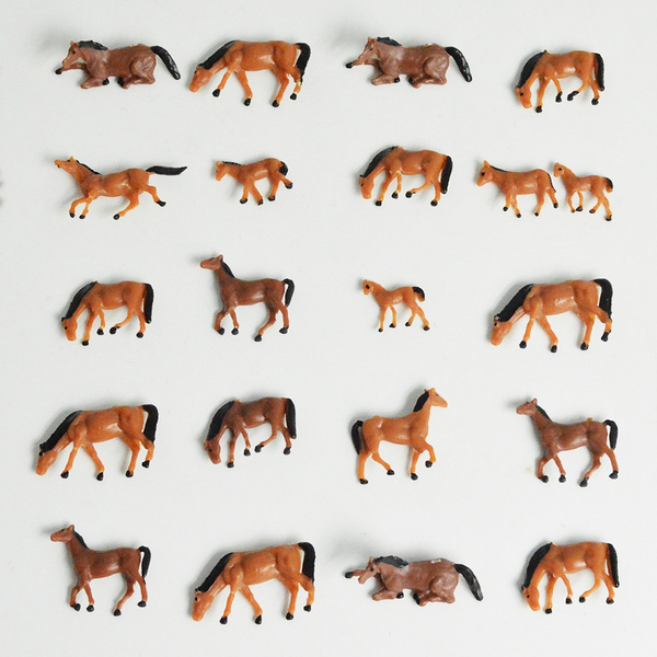 30Pcs 1/87 HO Scale Painted Farm Animals Model Mini Horse for Building ...