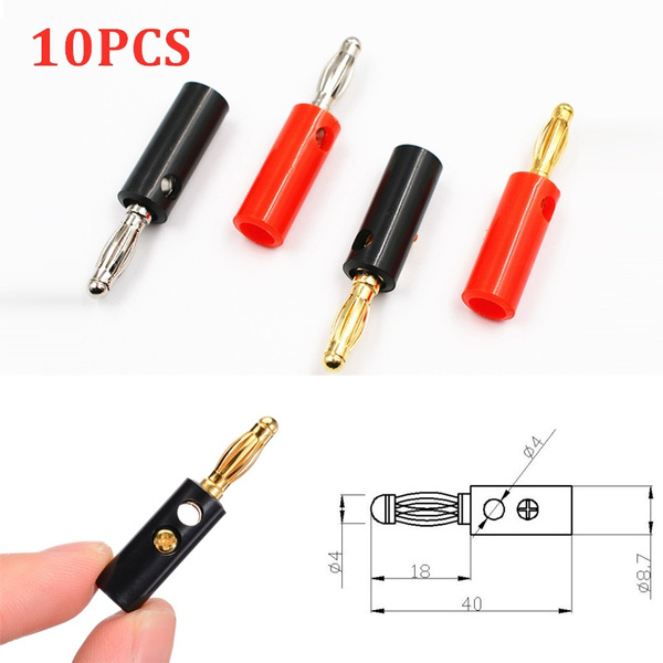 10PCS 4mm Audio Speaker Screw Banana Gold Plate Plug Connector Banana ...
