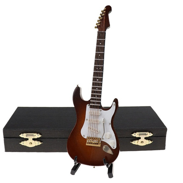 Wooden Miniature Electric Guitar with Stand and Case Mini Musical ...
