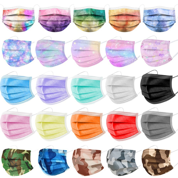1-100pcs Multicolor 3-Ply Disposable Face Mask, Dust Mask Flu Face ...