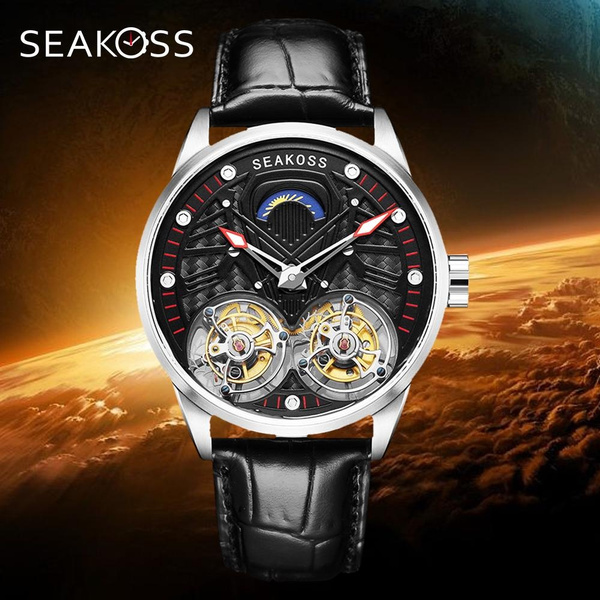 High-end Dual Tourbillon Wristwatches Men Sapphire Manual Winding Dual ...