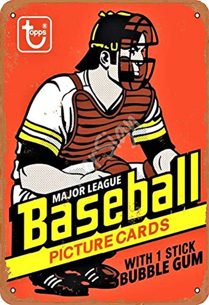 TarSign Topps Baseball Picture Cards Vintage Tin Sign Logo 12 8 inches ...