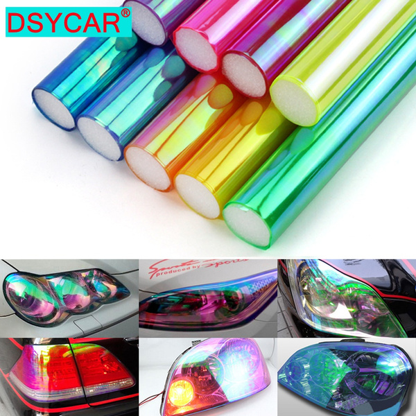 100cm x 30cm Adhesive Shiny Chameleon Headlights Tail Lights Fog Lights ...