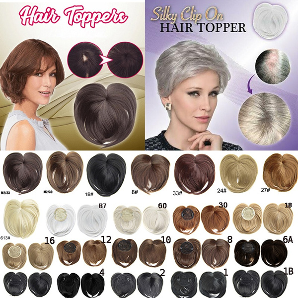 Silky Clip-On Hair Topper Wig Heat Resistant Fiber Hair Extension Wig ...