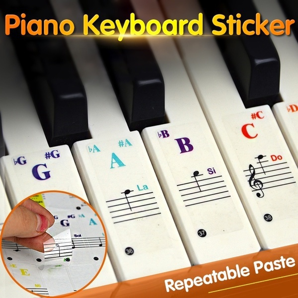 Cute Piano KeyBoard Sticker Piano Stave Note Sticker For 61/88 Key ...