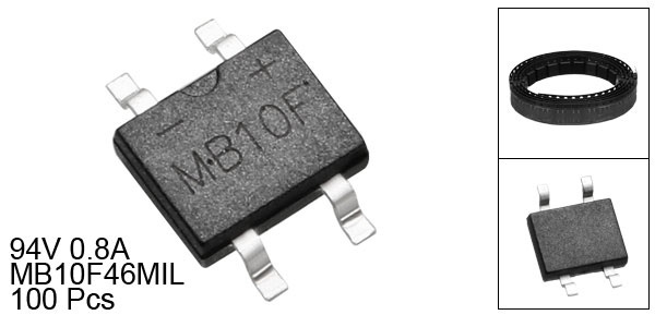 100 Pcs MB10F46MIL 4 Terminals SMD Bridge Diode Rectifier 94V 0.8A | Wish