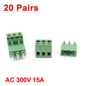 20 Pair 3 Position 5.08mm Pitch Male Female PCB Screw Terminal Block Connectors | Wish