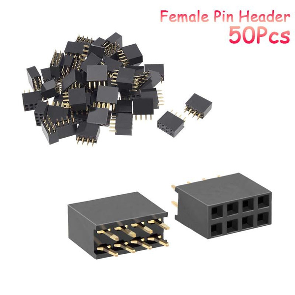 50Pcs 2.54mm Pitch 2x4-Pin Double Row Straight Connector Female Pin ...
