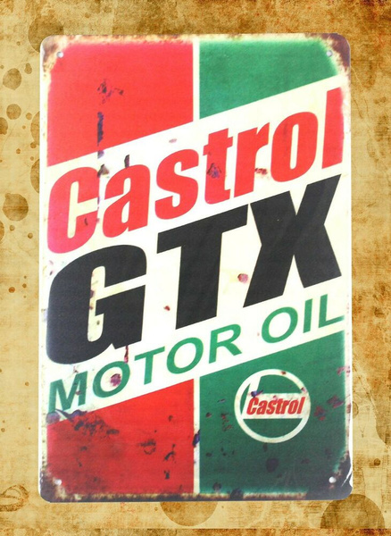 bedroom wall art Castrol GTX motor oil ads tin metal sign | Wish