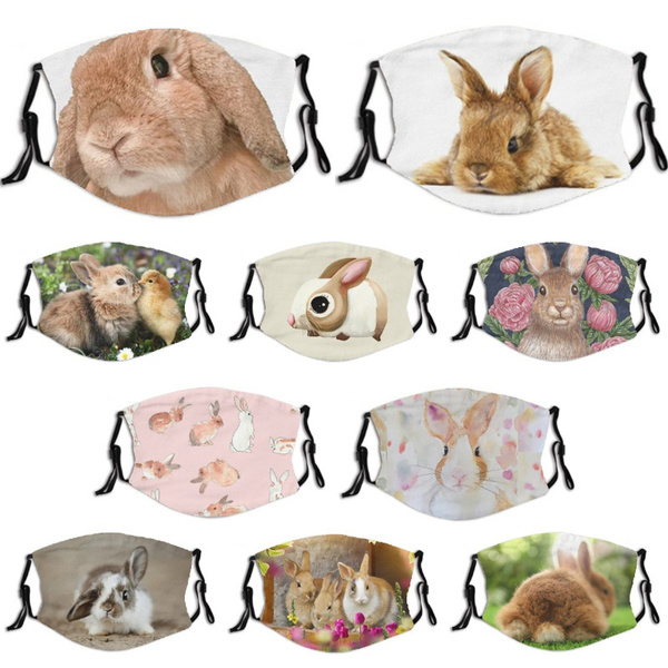 2021 New Arrived Cute Bunny Rabbit Face Printed Face Mask Adult and ...