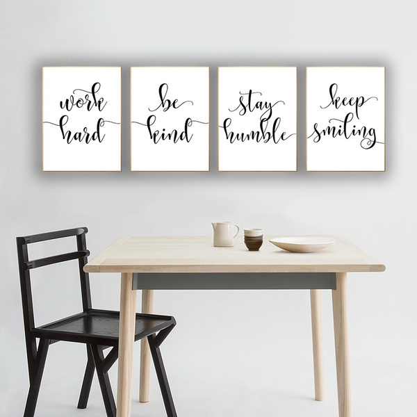 4 Panel Motivational Quotes Poster Hand Writing Font Canvas Living room ...