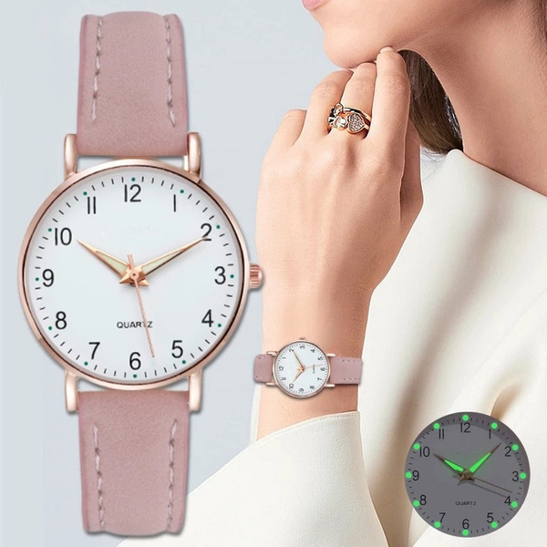 Women's Watches Simple Analog Watch Fashion Quartz Clock Nightlight ...