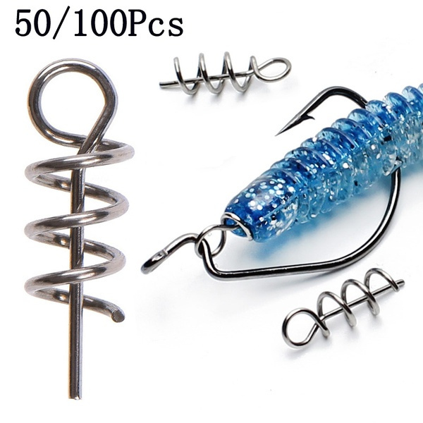 50/100Pcs 14mm Fishing Soft Bait Spring Centering Pins Crank Hook ...