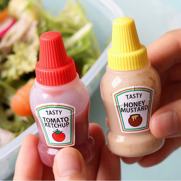 2pcs/set 25ML Mini Tomato Ketchup Bottle Portable Small Sauce Container ...