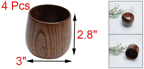 Small Handmade Solid Wood Tea Cup 3" Wooden Wine Water Drinking Cups ...