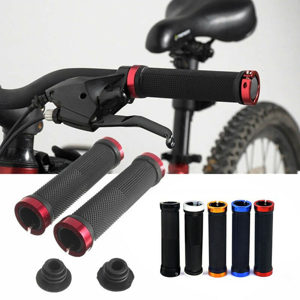Double Lock On Locking Handlebar Grips Cycle Bicycle MTB Mountain Bike BMX Sport Aluminum alloy ...
