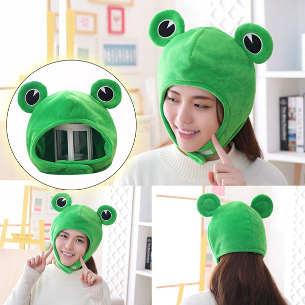 Funny Big Frog Eyes Cartoon Plush Hat Toy Green Headgear Cap Cosplay ...