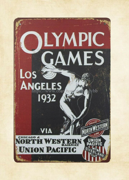 buy wall decor Olympic Games Los Angeles 1932 via railway metal tin ...