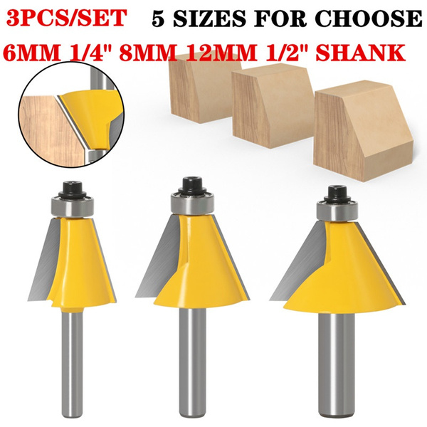 3pcs 15/22.5/30 Degree Chamfer Router Bit Bevel Edging Milling Cutter ...