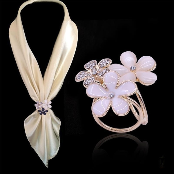 European and American Three-ring Silk Scarf Buckle High-end Alloy ...