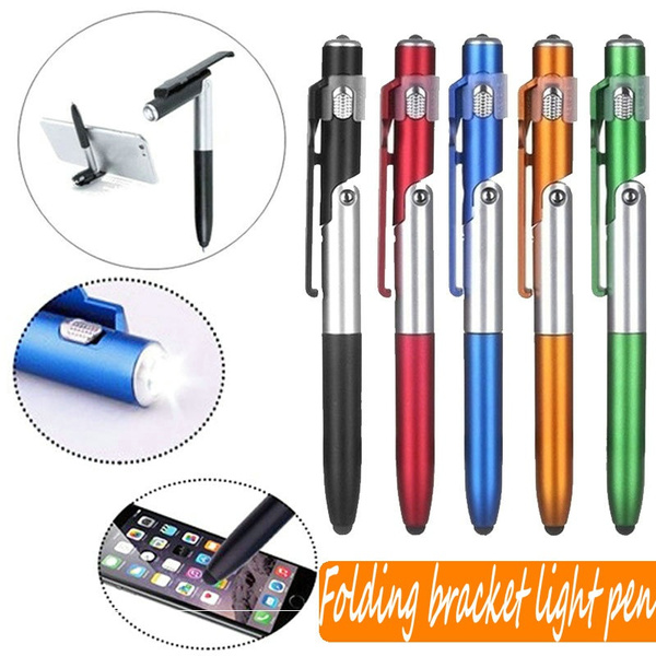 Multifunction Pen 4 in 1 Folding Light Pen Phone Holder LED Capacitor ...