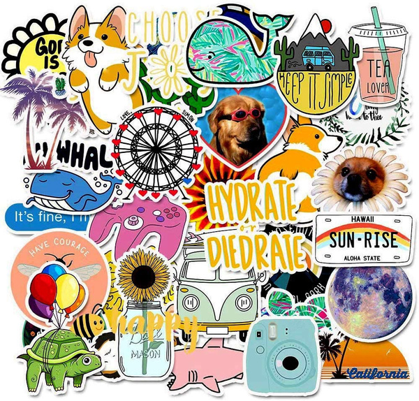VSCO Vinyl Stickers 50 pcs Girls Stickers for Hydro flasks Water ...