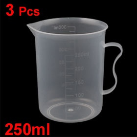 250ml Clear Plastic Measuring Cup With Handle Beaker Laboratory Set 3 ...
