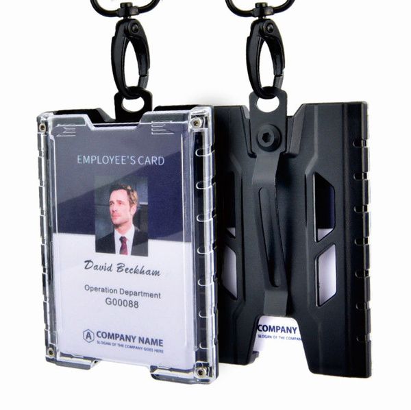 US Mechanical Style Badge Holder Durable ID Card Holder with Lanyard ...