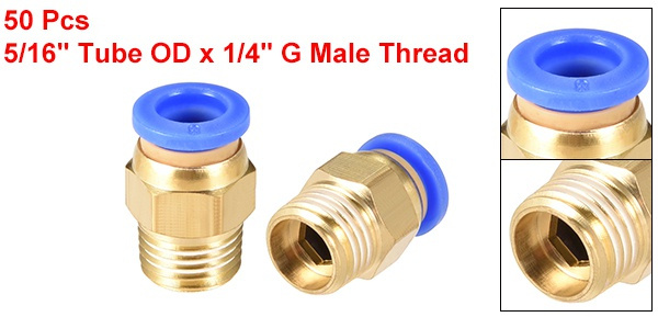 50 Pcs 1/4" G Male Straight Thread 8mm Push In Joint Pneumatic ...