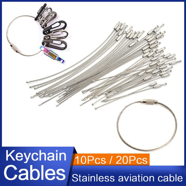 10/20PCS Wire Keychain Cable Stainless Steel Wire Ring EDC Luggage Tag ...
