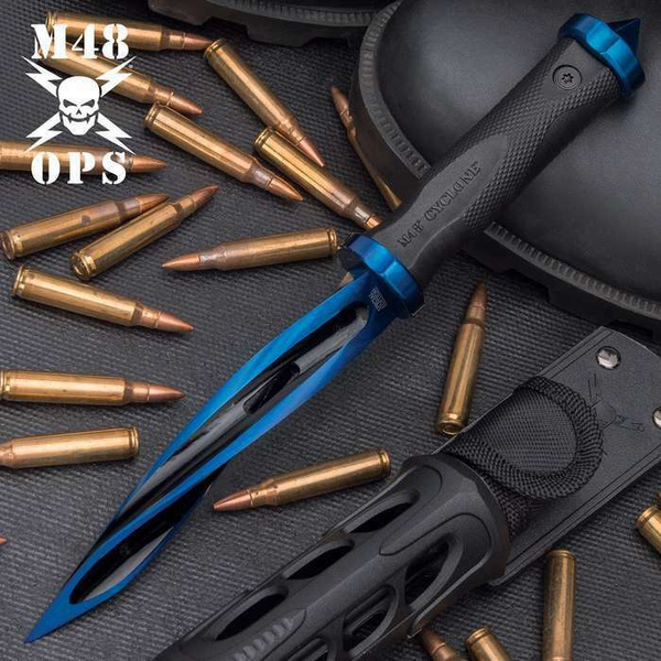 Itmalllight Cyclone Tsunami Force Tactical Blue Combat Tri Dagger Knife ...