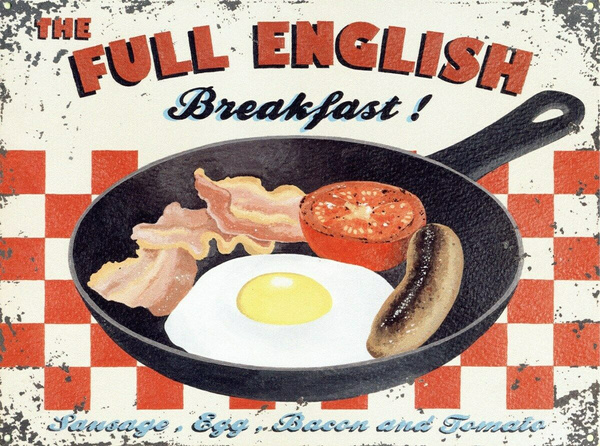 Full English Breakfast Tin Sign 8x12 in/ 20x30cm | Wish
