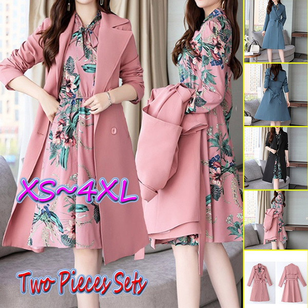 Autumn Winter Ladies Dress Suits for Office Wear Long Trench Coat and ... Autumn Winter Ladies Dress Suits for Office Wear Long Trench Coat and ...