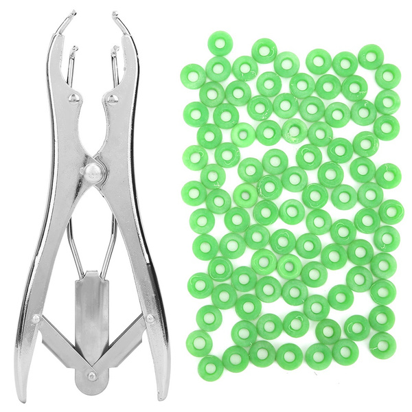 Cattle Lamb Castrating Plier Tail Dock Applicator + 100 Rubber ...