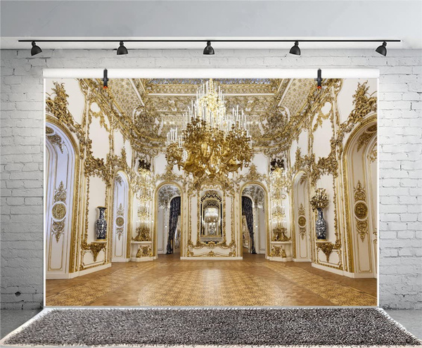 Golden Hall Backdrop European Luxurious Palace Photography Backdrop ...