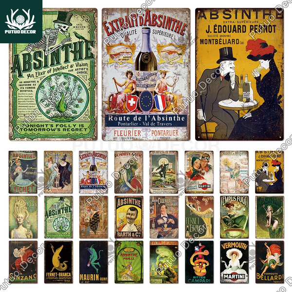 Putuo Decor-Absinthe Funny Sign Vintage Tin Signs for Bar Pub Man Cave ...