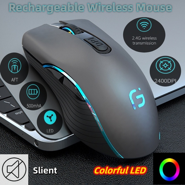 High qulity Rechargeable Wireless Silent Colorful LED Mice Optical Home ...