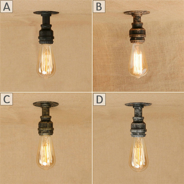 Iron Pipe Ceiling Light Vintage E27 Loft Surface Mounted Indoor Ceiling ...