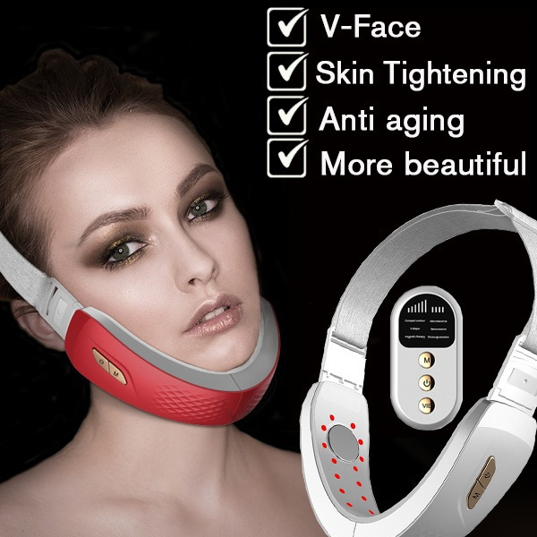 2021 V-shaped Face Instrument Micro Current Facial Massager Remote ...