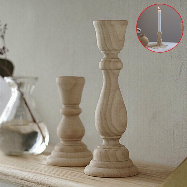 Fashion Vintage Wooden Candlestick Table Candle Holder Rack Home ...